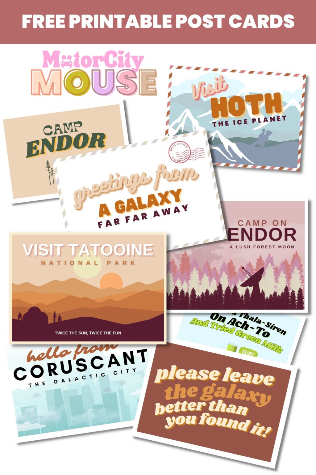 Printable Galactic Travel Themed Post Cards and Posters ⋆ Motor City Mouse